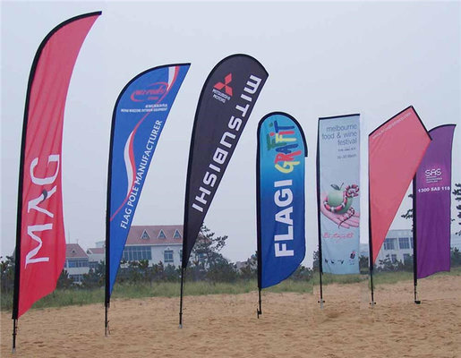 Eye Catching Teardrop Beach Advertising Flag Banners , Custom Made