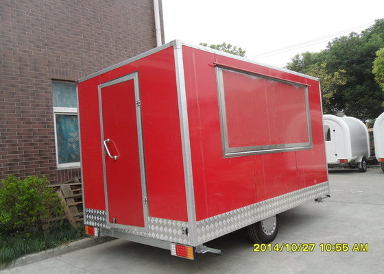 Sliding Glass Window Mobile Food Trailers For Hamburger And Fryer Business