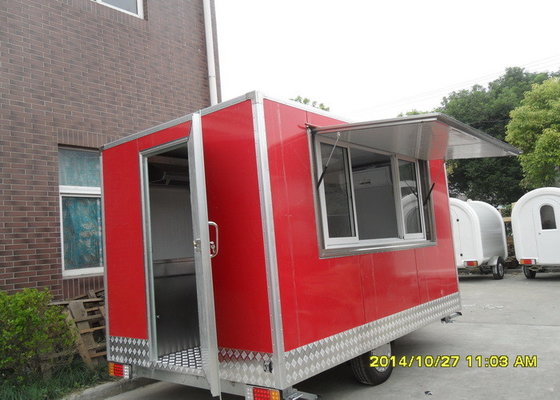 Sliding Glass Window Mobile Food Trailers For Hamburger And Fryer Business