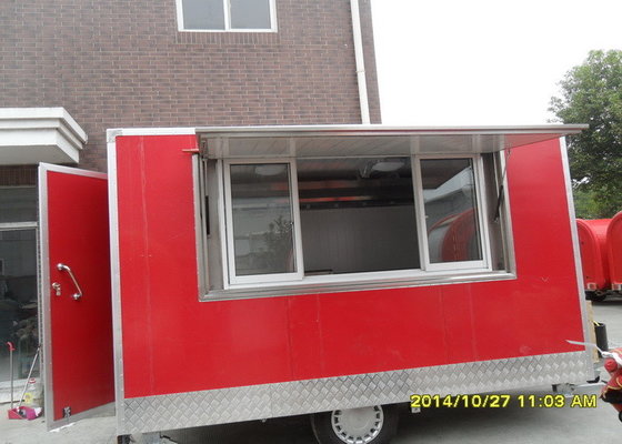 Sliding Glass Window Mobile Food Trailers For Hamburger And Fryer Business
