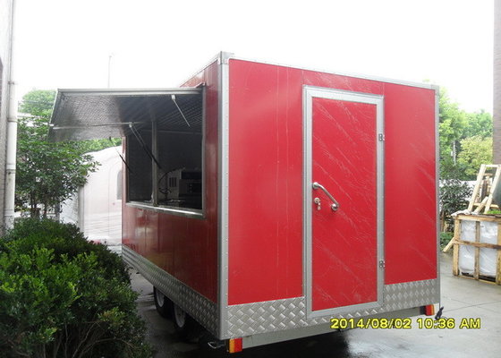 Square Custom Mobile Food Trailers With 4 Big Tires Disc Braking System