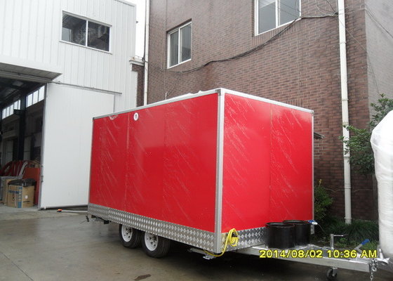 Square Custom Mobile Food Trailers With 4 Big Tires Disc Braking System
