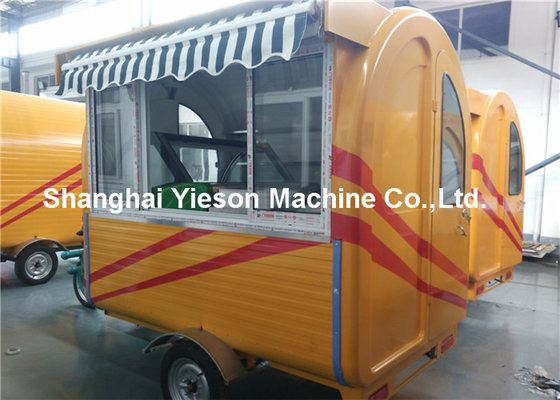 Yellow Tricycle Food Cart Mobile Outdoor Cart 220V Double electric fryers