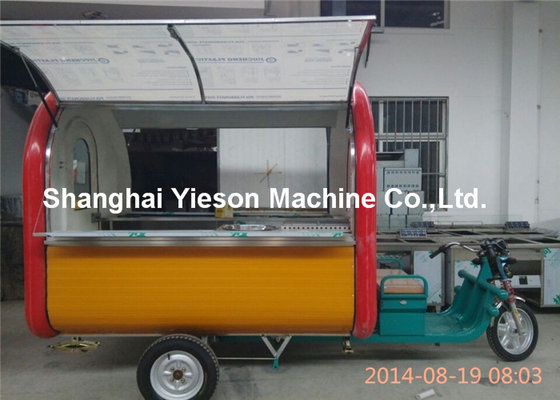 Red And Yellow Outdoor Fast Food Cart For Snaking Mobile Caravan