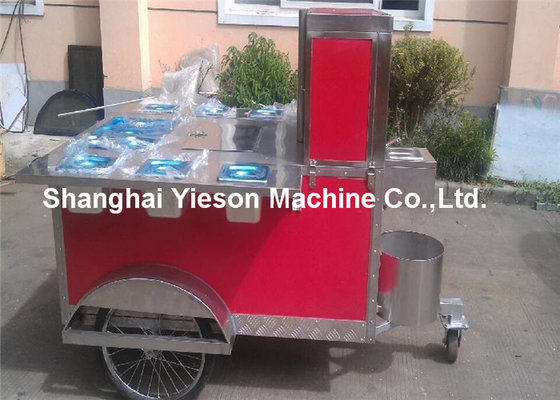 Red Mobile Food Trailer Snack Cart , Mobile Hot Dog Cart  Sandwich Panel