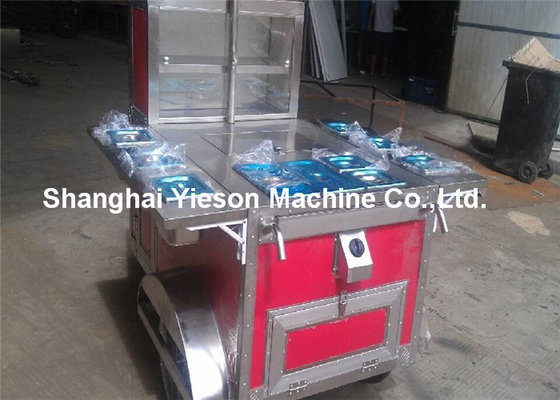 Red Mobile Food Trailer Snack Cart , Mobile Hot Dog Cart  Sandwich Panel