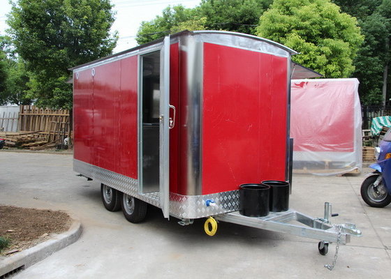 Stainless Steel Body Hot Dog Vending Trailers With 4 Tires ,  Mobile Cooking Trailers