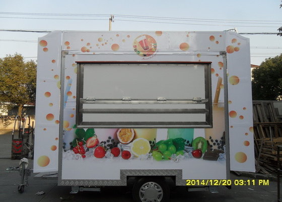 Square Model Mobile Food Kiosk With Signboards , Custom Concession Trailers 