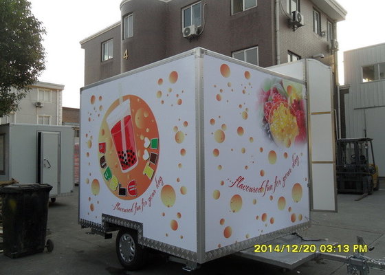 Square Model Mobile Food Kiosk With Signboards , Custom Concession Trailers 