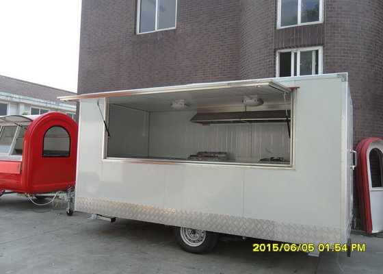 CE Certification White Food Service Trailer  Towable  With Big Serving Window