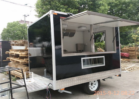 Black Coffee Kiosk Food Catering Van With Outside Coffee Machine