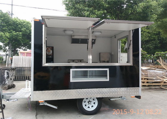 Black Coffee Kiosk Food Catering Van With Outside Coffee Machine