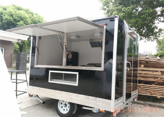 Black Coffee Kiosk Food Catering Van With Outside Coffee Machine