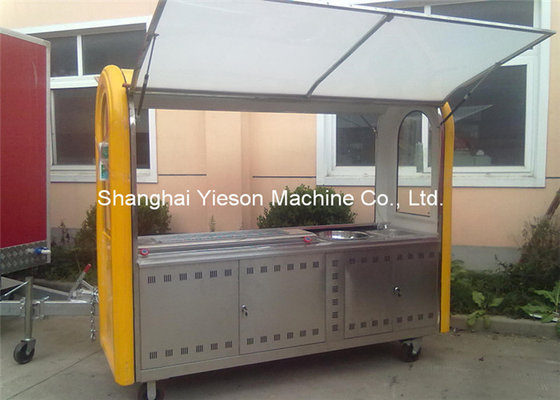 Customized Stainless Steel Hot Dog Cart Moving Towable Snack Fast Food Kiosk