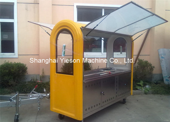 Customized Stainless Steel Hot Dog Cart Moving Towable Snack Fast Food Kiosk