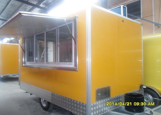 Fast Food Van Mobile Food Trailers With Glass Window and Awning