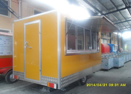 Fast Food Van Mobile Food Trailers With Glass Window and Awning