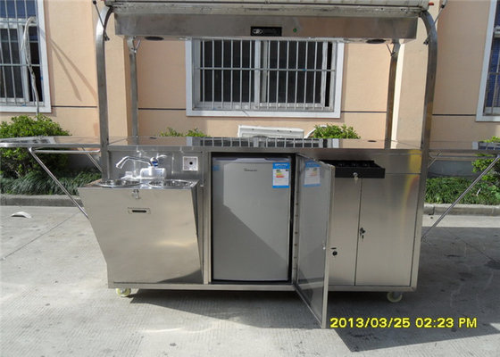 Food Grade 304 Stainless Steel Coffee Cart Mobile Stainless Steel Food Kiosk