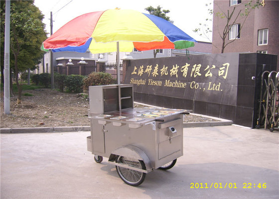 Stainless Steel Hot Dog Cart , Street Food Trailer / Mobile Kitchen Trailer
