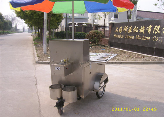 6 Trays Hot Dog Concession Carts , Mobile Kitchen Carts 3 gas steamers