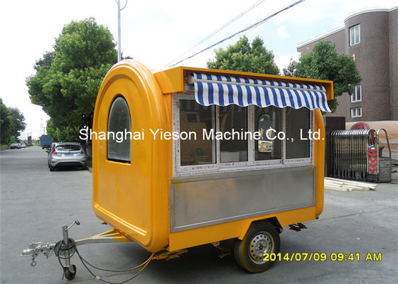 Yellow Mobile Catering Trailers Food Truck Kiosk Cart On Wheels