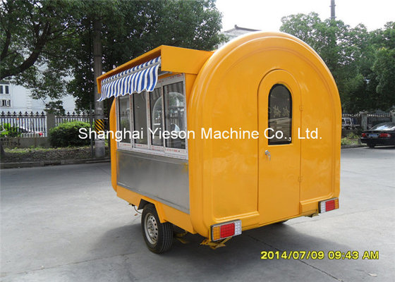 Yellow Mobile Catering Trailers Food Truck Kiosk Cart On Wheels