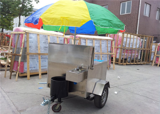 Stainless Steel Food Cart , Fast Food Mobile Cart Food Trailer