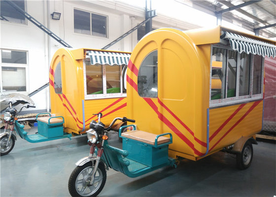 Stainless steel Tricycle Food Cart  For Frying Ice Cream , Mobile Ice Cream Truck cart