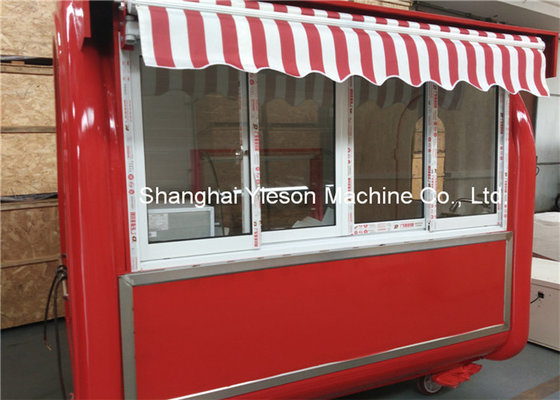 Four Small Wheels Mobile Food Kiosk With Canopy Food Vending Carts