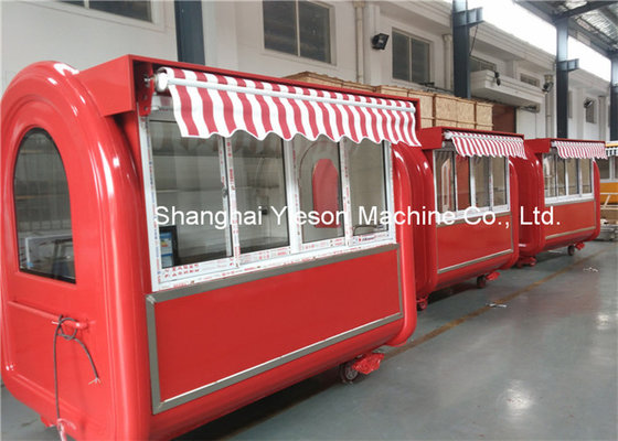 Four Small Wheels Mobile Food Kiosk With Canopy Food Vending Carts