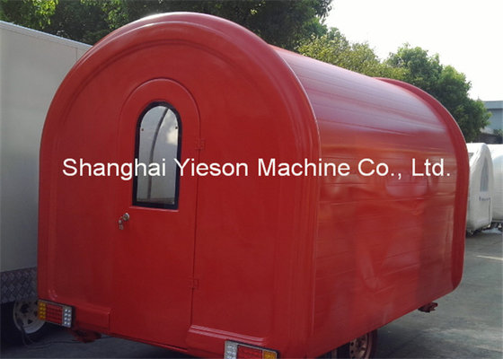 2M Wide Fiber Glass Hot Dog Vending Van Red Color With ice Maker