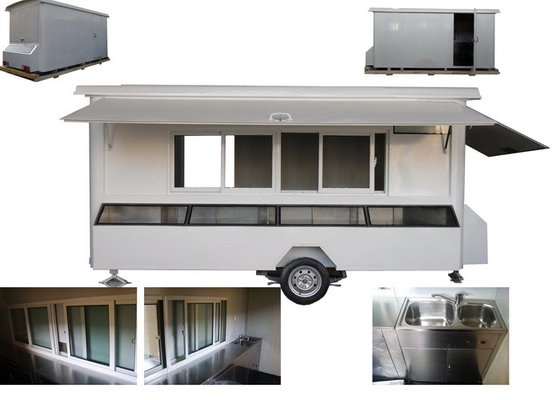 Glass Window Mobile Kitchen Container With Awning , Mobile Kitchen Cart