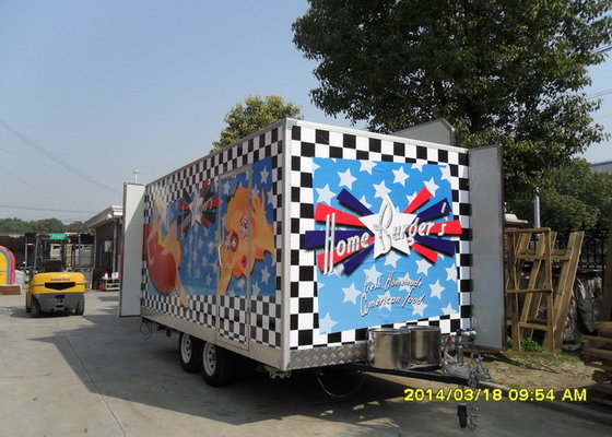 Fashionable Mobile Kitchen Trailer Hire Catering Van With Custom Poster Board