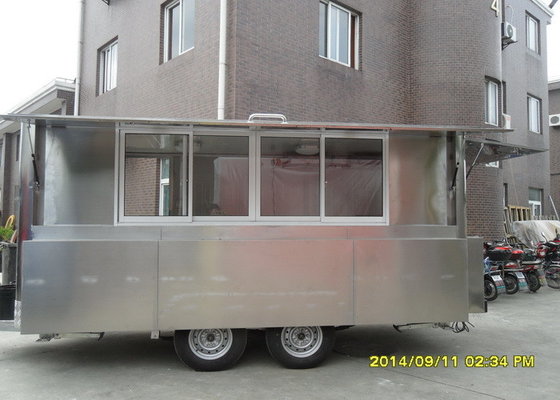 Food Truck Hamburger Unusual Catering Vans Stainless Steel With Glass Window Canopy