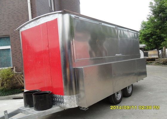 Food Truck Hamburger Unusual Catering Vans Stainless Steel With Glass Window Canopy