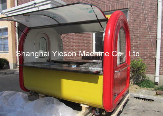 Stainless Steel Food Cart Push Bar Street Vending Kiosk On Four Small Wheels