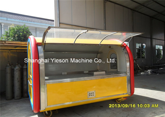 2m Wide Stainless Steel Food Cart Hot Dog Vending Carts Hand Push Kiosk