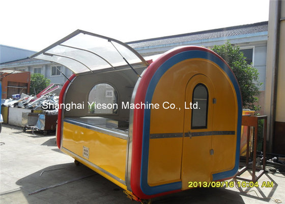 2m Wide Stainless Steel Food Cart Hot Dog Vending Carts Hand Push Kiosk
