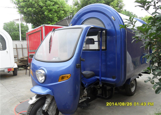 Dark Blue Strong Steel Motorcycle Food Cart Catering Vans For Events