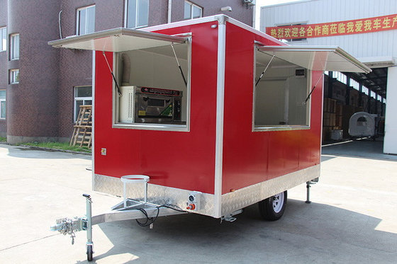 Commercial Square Shape Mobile Food Trailers With Single Axle