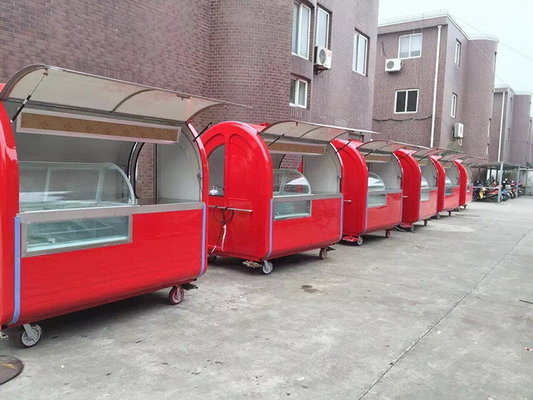 Round Shape Strong Stainless Steel Mobile Food Cart With Wheels