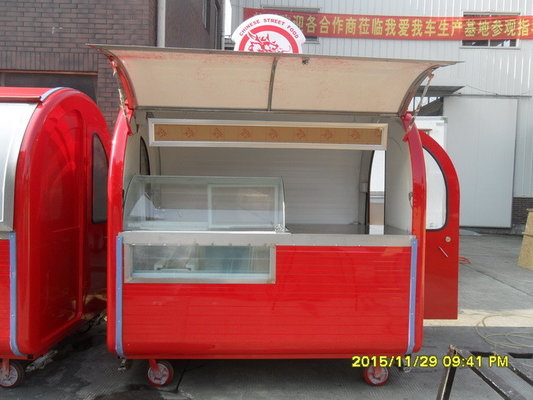 Round Shape Strong Stainless Steel Mobile Food Cart With Wheels
