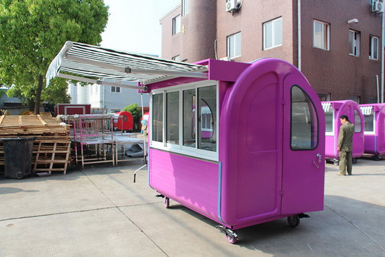 Sliding Glass Windows Mobile Food Kiosk Pink Hot Dog Vending Carts