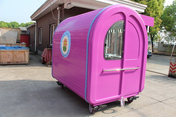 Sliding Glass Windows Mobile Food Kiosk Pink Hot Dog Vending Carts
