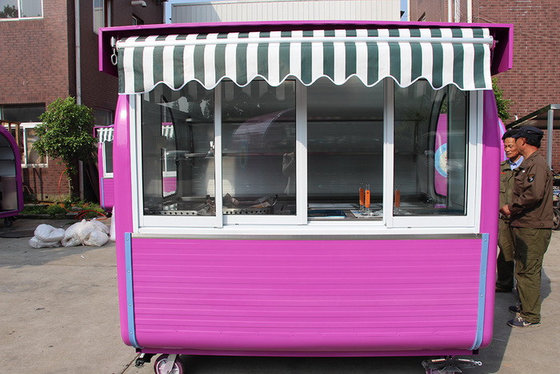 Strong Steel Structure Snack Mobile Food Catering With Canopy On Top