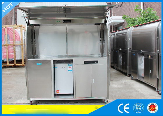 Outdoor 304 1mm Stainless Steel Coffee Cart With Gullwing Doors