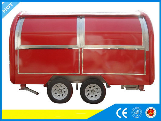 Red Both Side Opening Fast Food Mobile Catering Trailers With Braking System