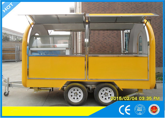 Red Both Side Opening Fast Food Mobile Catering Trailers With Braking System