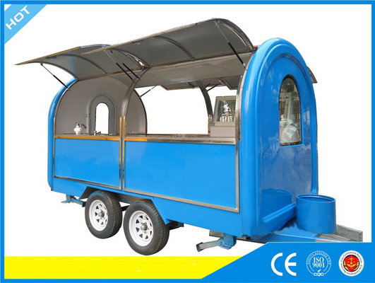 Red Both Side Opening Fast Food Mobile Catering Trailers With Braking System