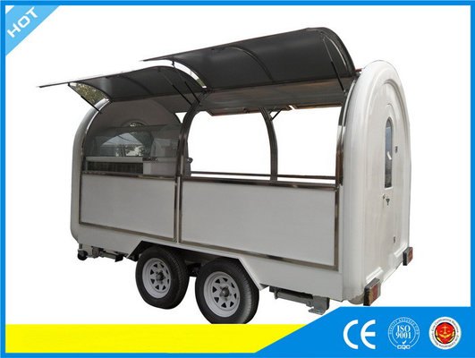 White Color Fiberglass Mobile Kitchen Concession Trailer Both Side Opening Windows